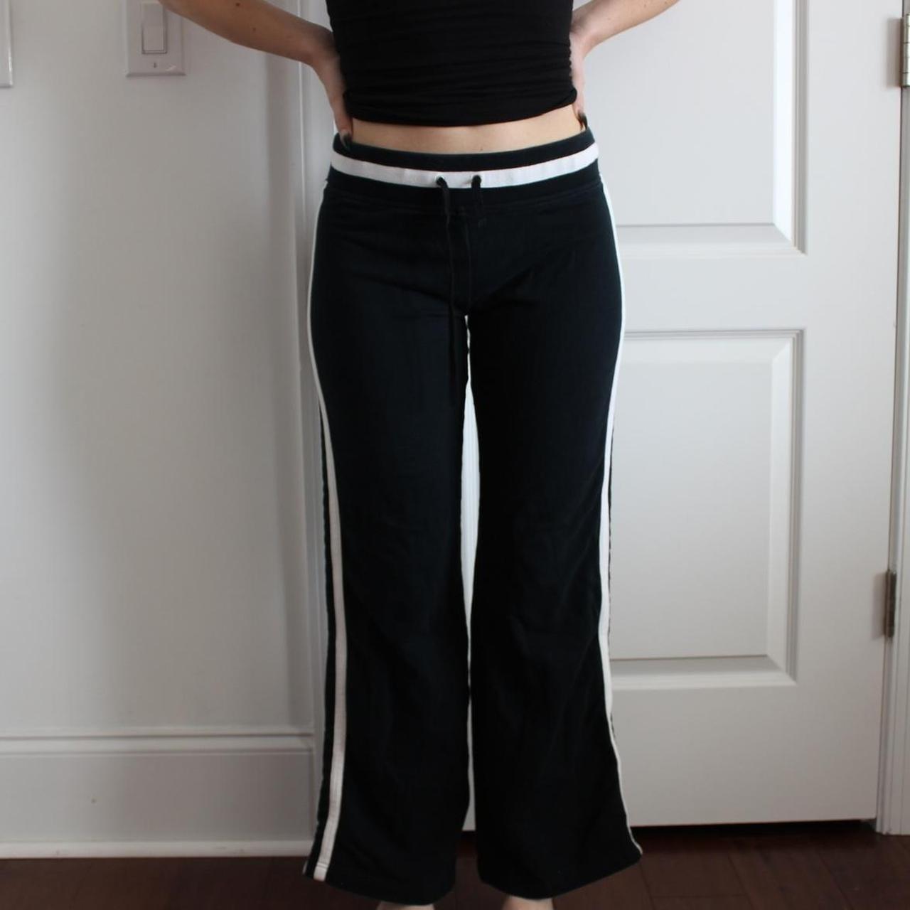 SUPER CUTE BLACK AND WHITE SO BRAND LOW RISE TRACK... - Depop