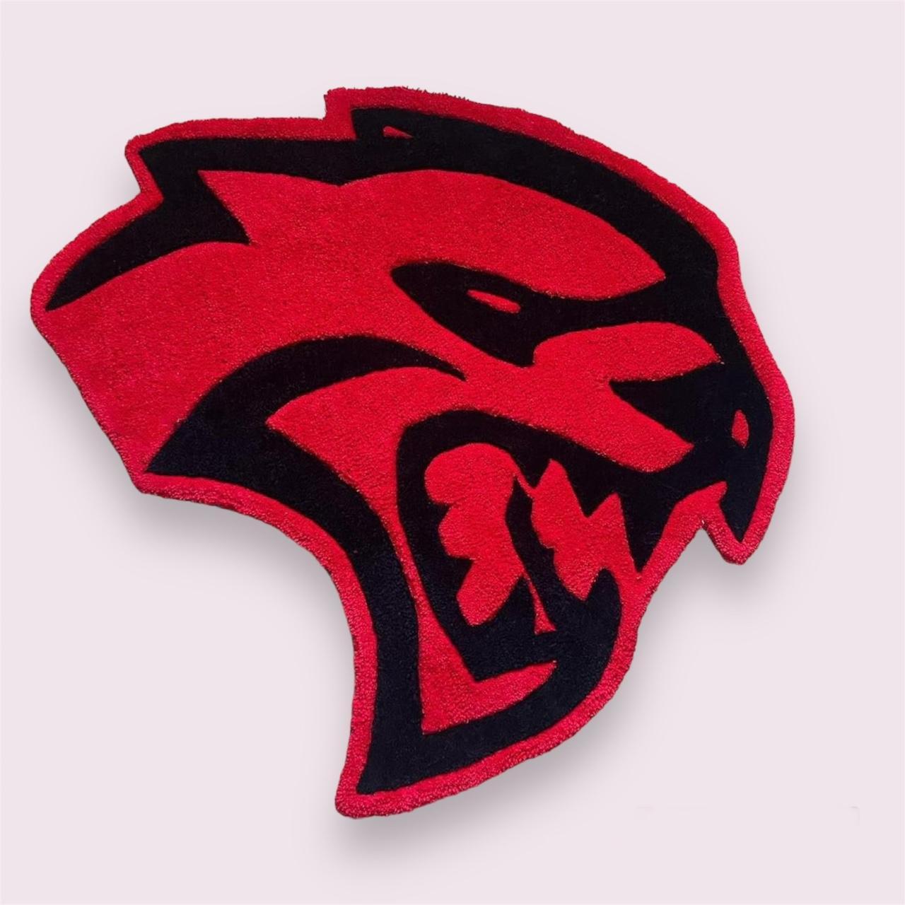 Red black hellcat tufted rug 2ft #dodge #hellcat... - Depop