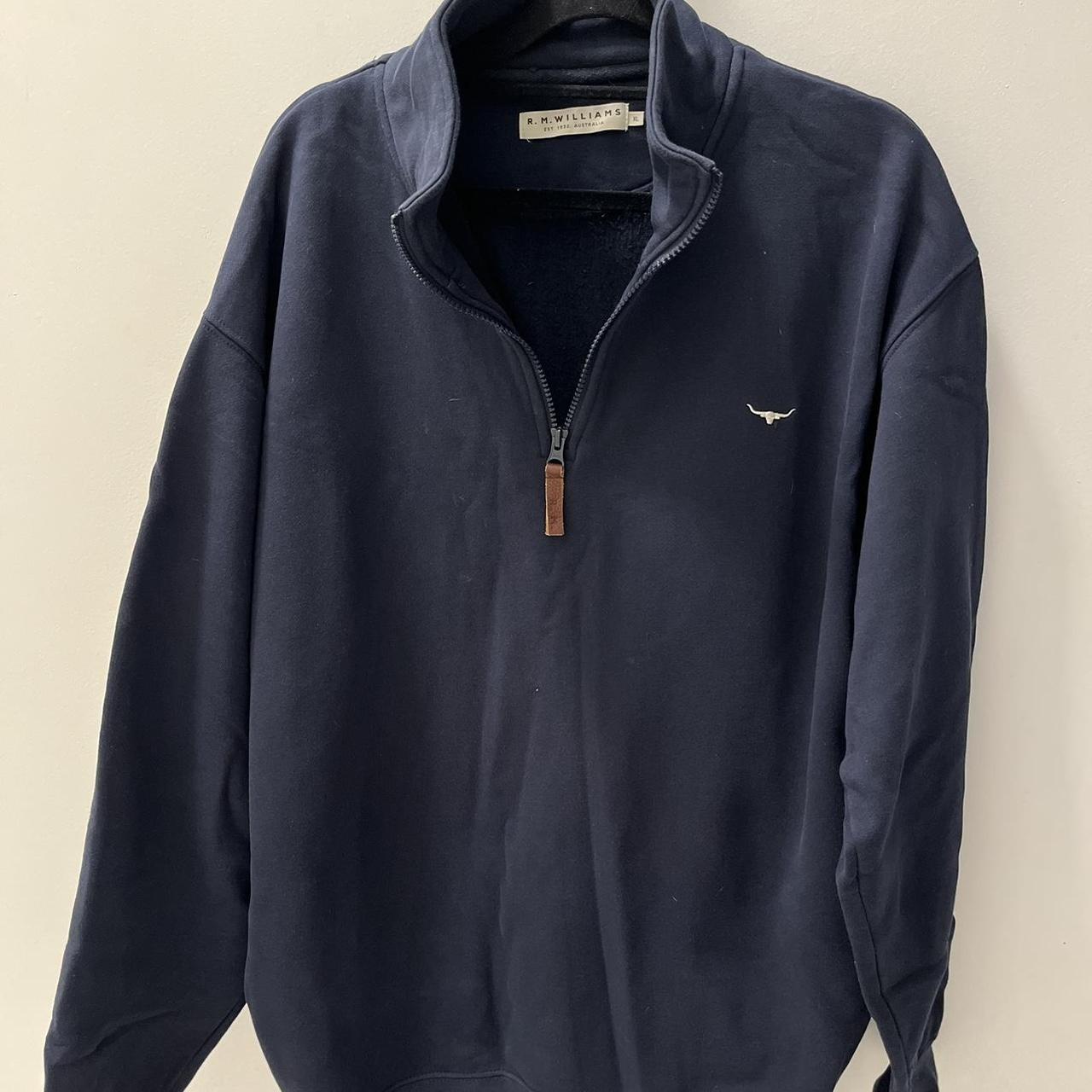 Men’s RM Williams quarter zip Navy Size XL - Depop