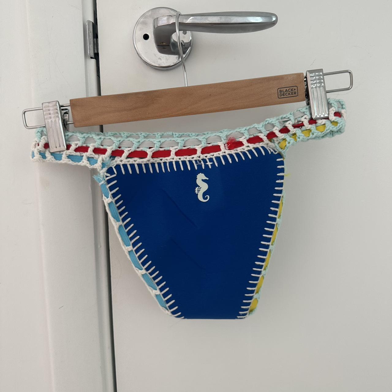 sunny co clothing bikini bottoms -size s -blue... - Depop