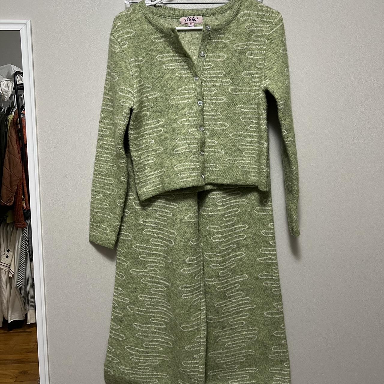Verge girl green wavy cardigan snd knit pants... - Depop