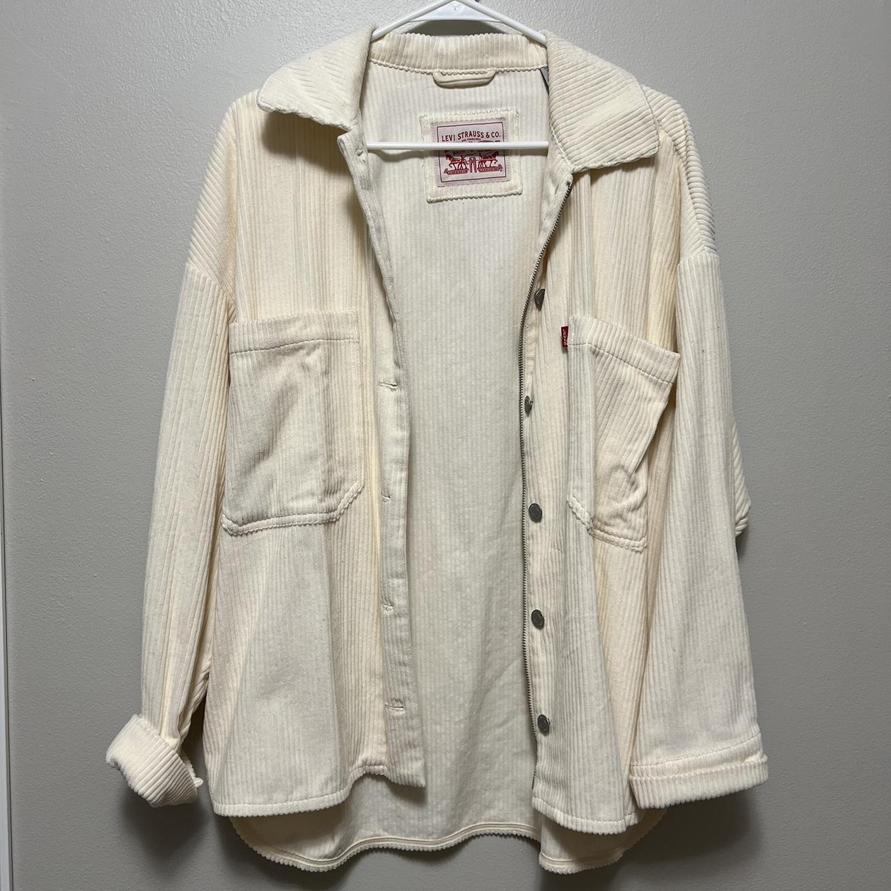 Levi’s cream corduroy shirt jacket • medium but it’s... - Depop