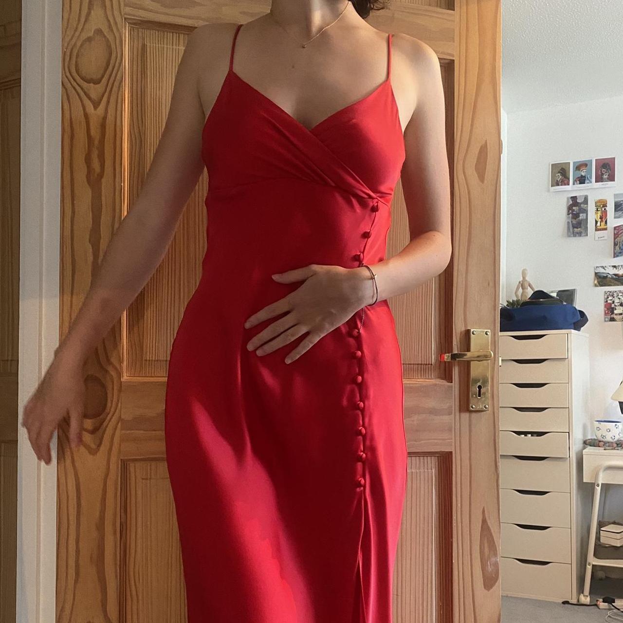Gorgeous red satin Zara midi maxi dress. Amazing... - Depop