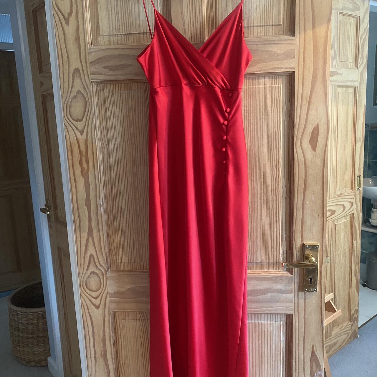 Gorgeous red satin Zara midi maxi dress. Amazing... - Depop