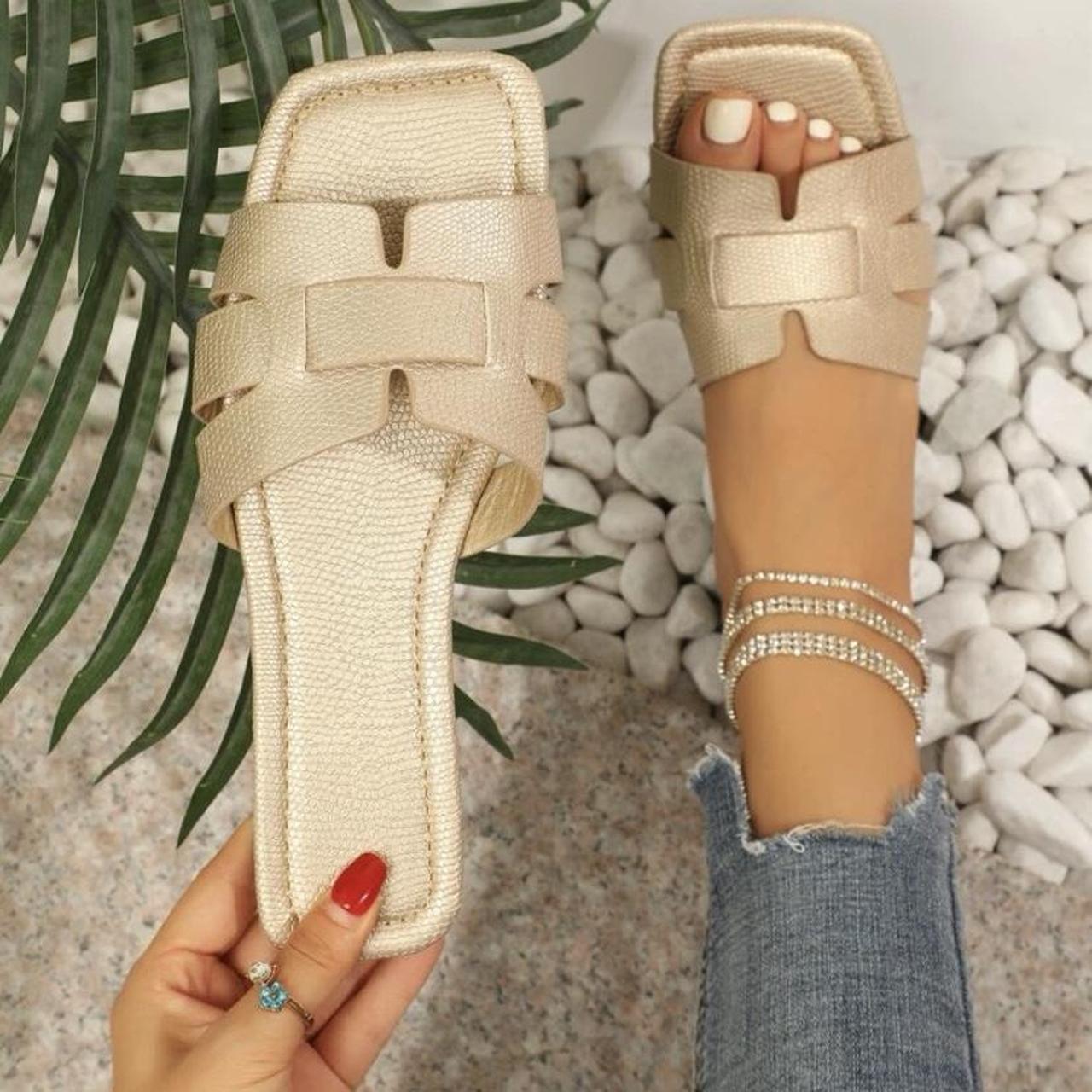 SHEIN Women's Gold Sandals | Depop