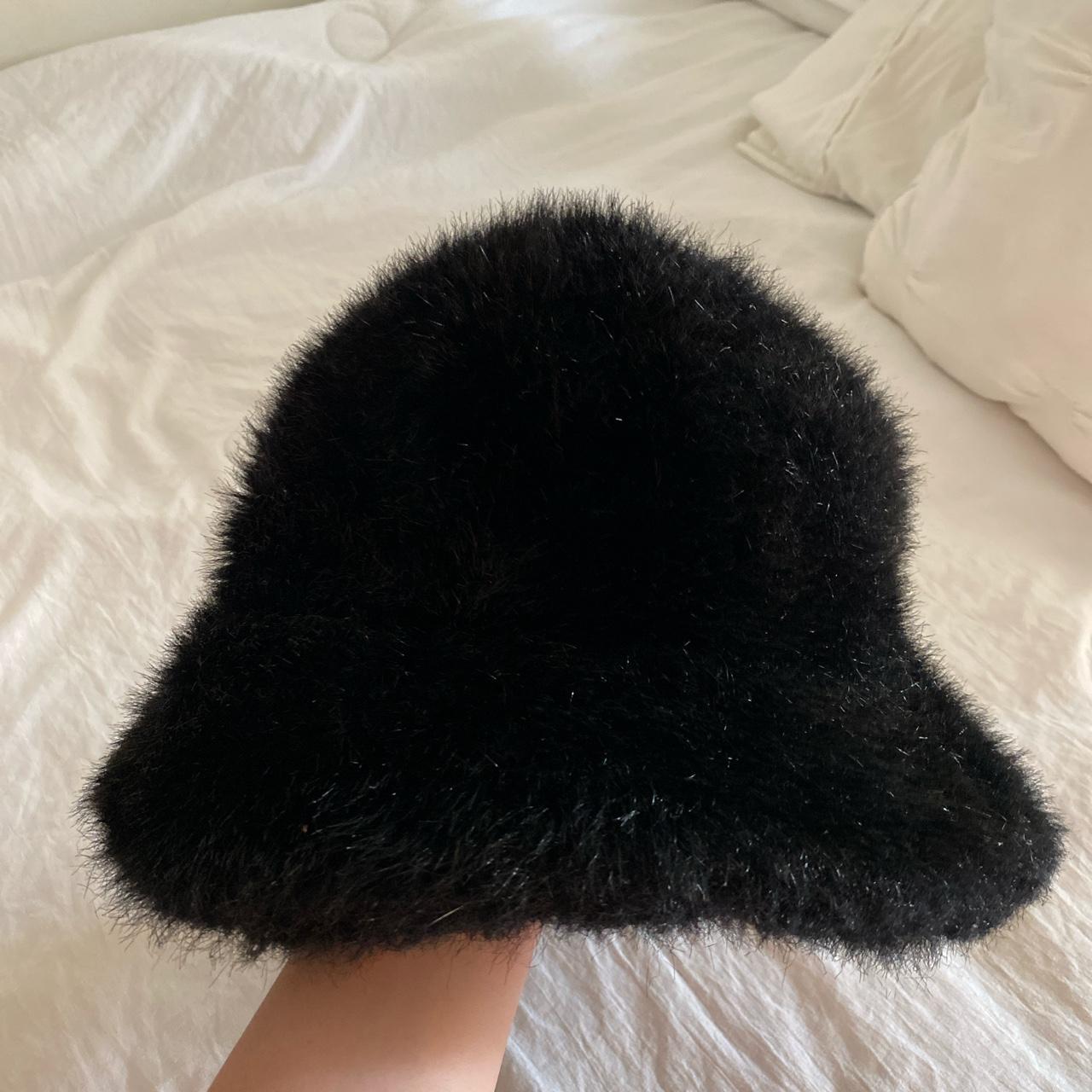 Black Fuzzy Hat! fits like a bucket hat ! super... - Depop