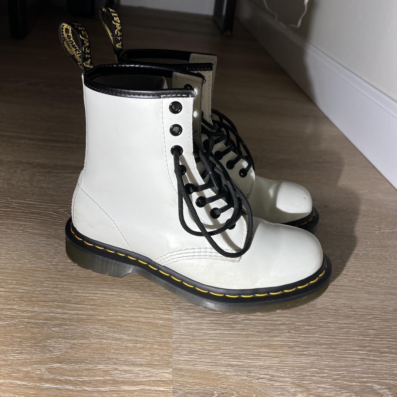 White Doc Marten 1460 Smooth Leather Lace Up Boots... - Depop