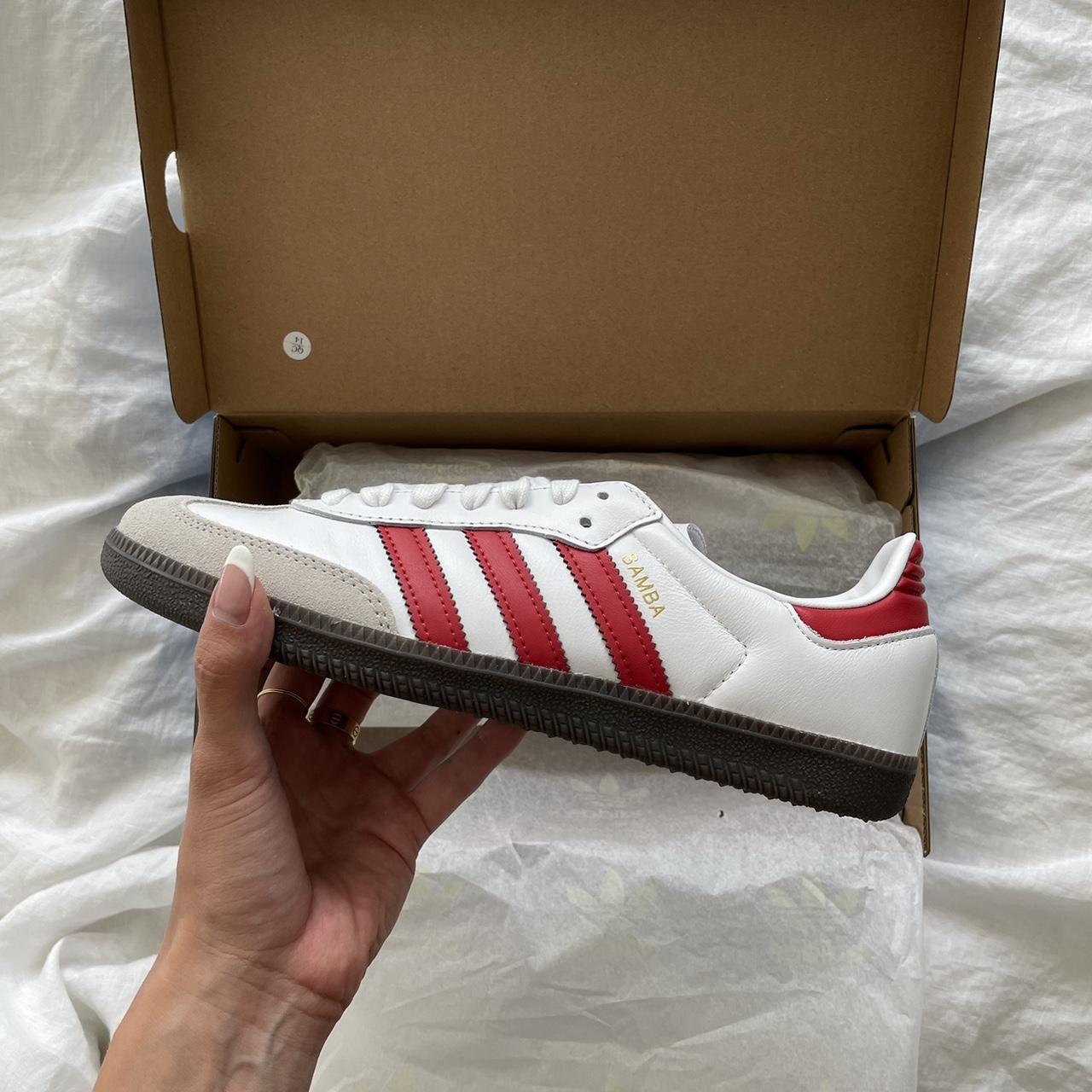 Selling these Adidas Sambas in Red / white colorway.... | Depop