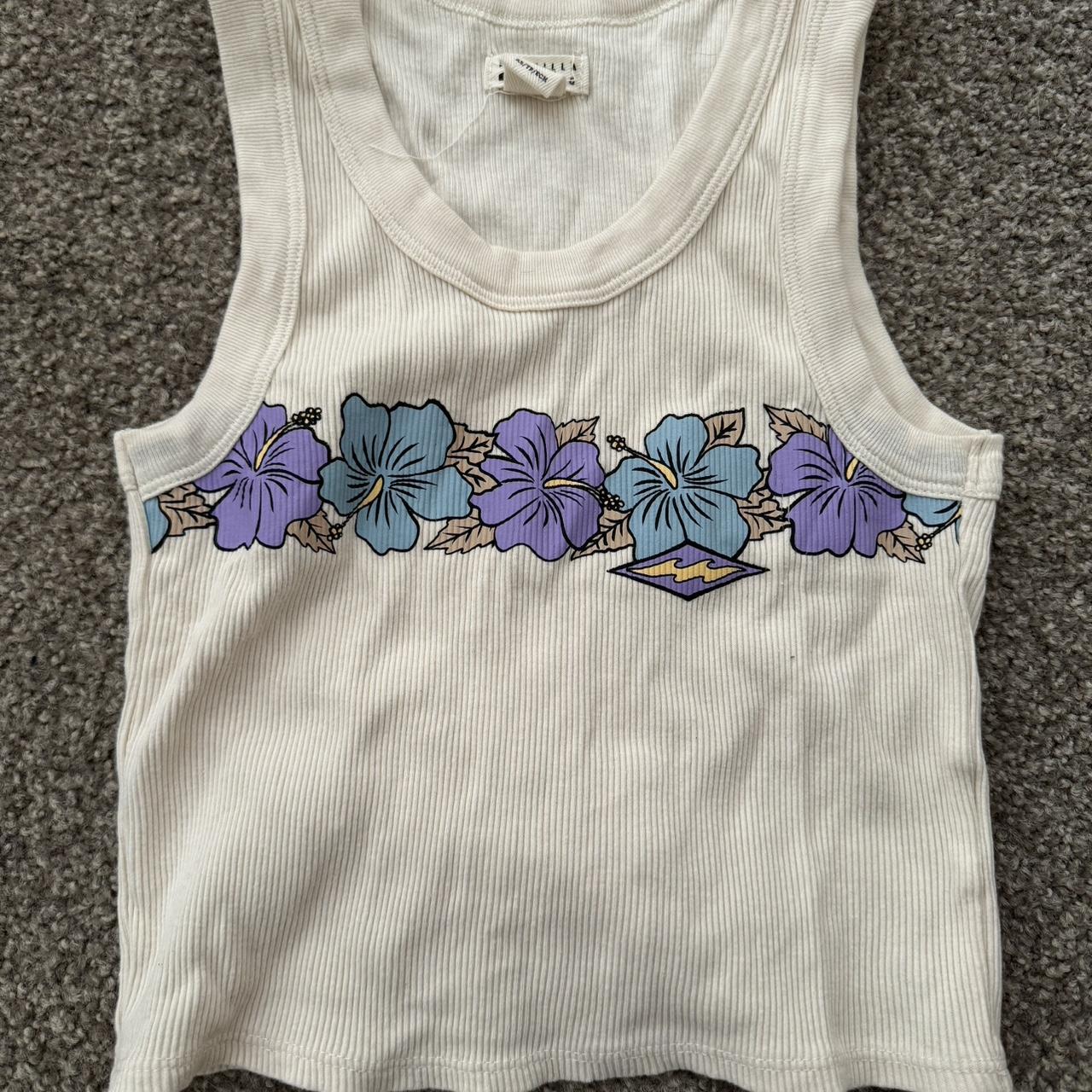 Billabong cream hibiscus singlet Perfect condition... - Depop