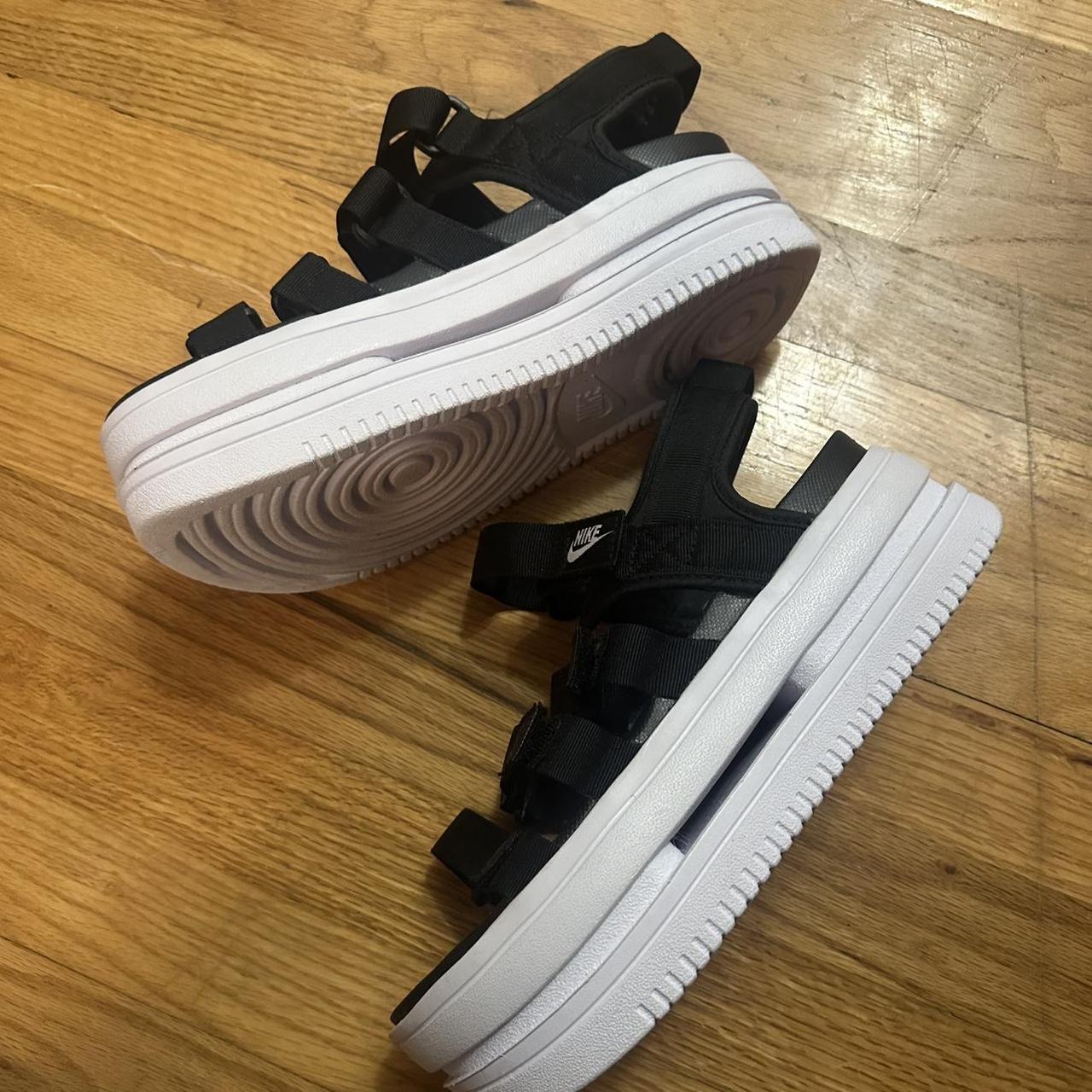 Black and white Nike Air Force 1 Platform Sandals... | Depop
