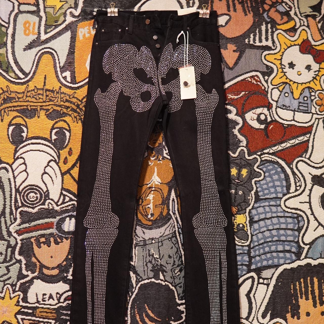 Brand new with tags. Mnml rhinestone skeleton pants. - Depop