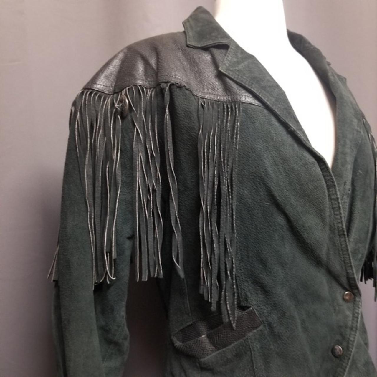 Boho Hippie Fringe Leather Cropped Jacket Md Vintage... - Depop