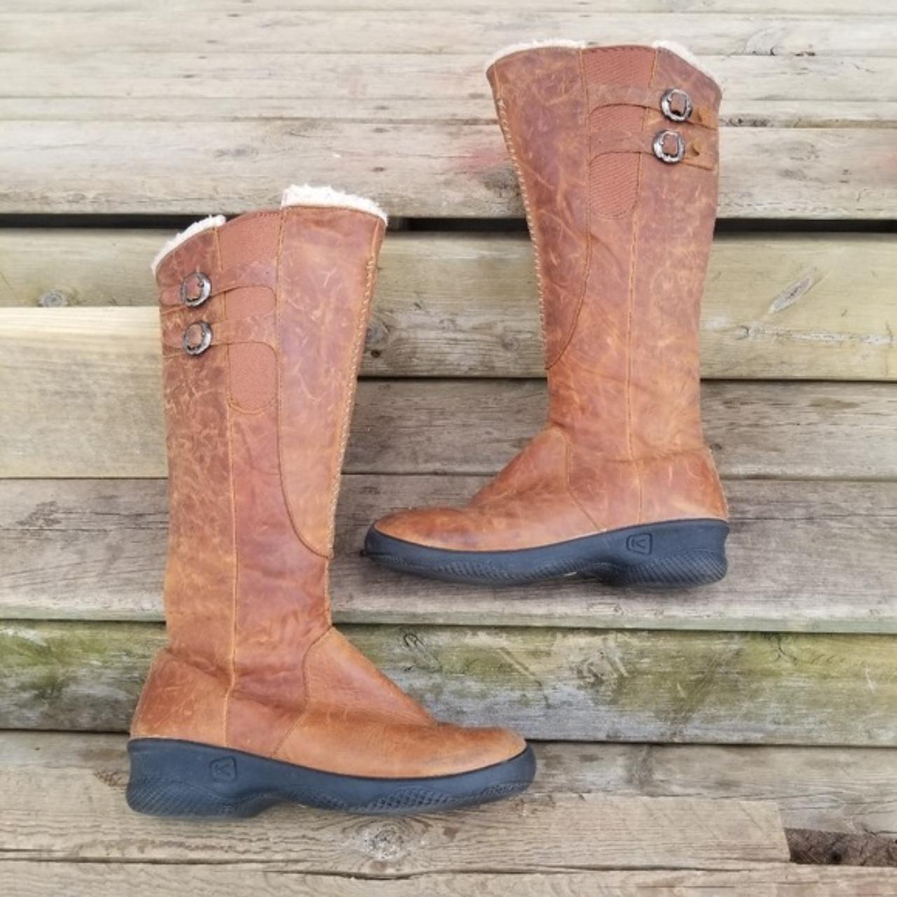 Keen Bern Baby Bern Brown Leather Tall Boots Faux... - Depop