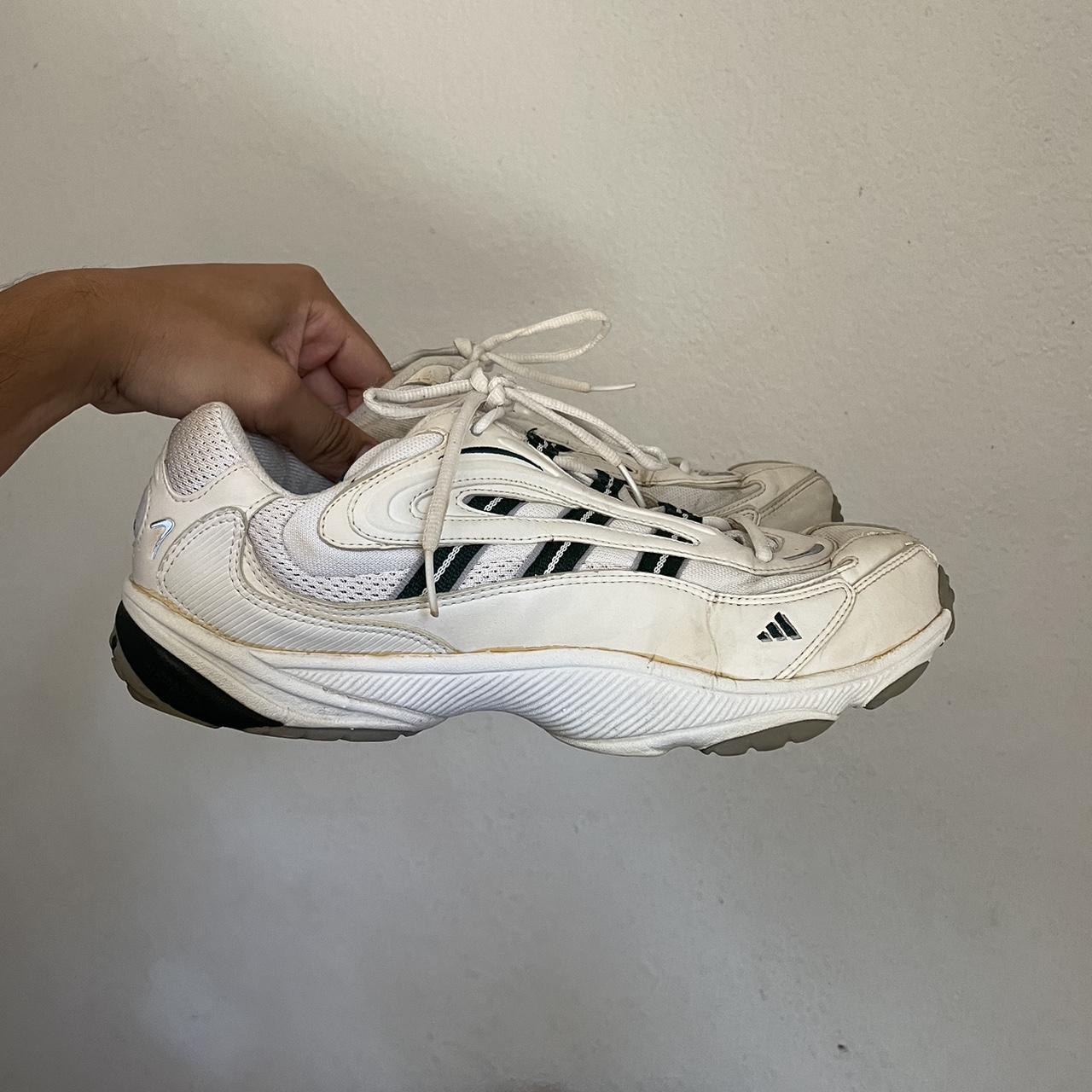 Vintage Adidas adiprene white and forest green shoes... - Depop