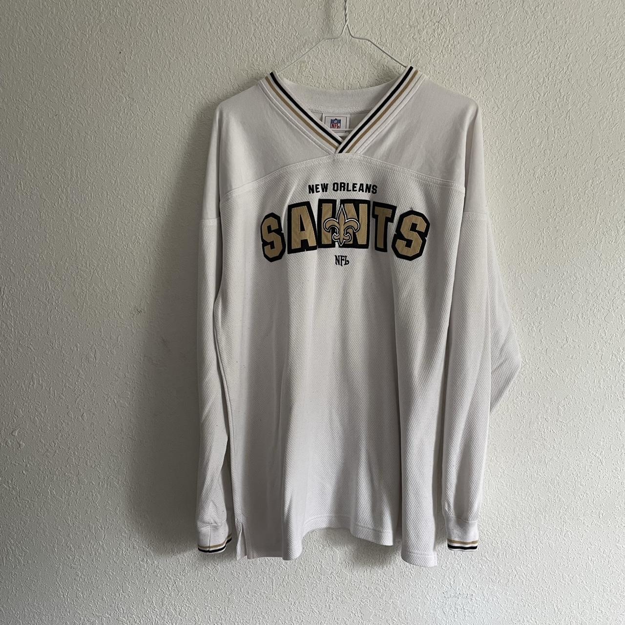 NFL New Orleans Saints white long sleeve sweatshirt... - Depop