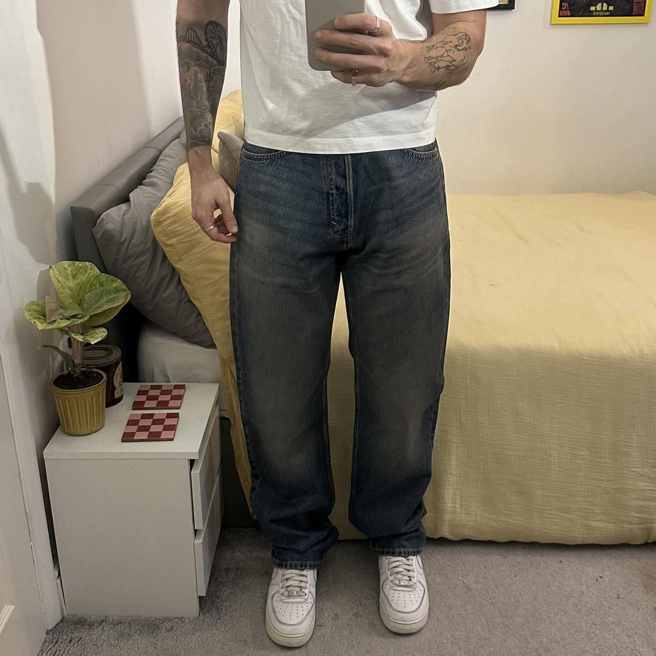 Weekday relaxed loose fit mid wash space... - Depop