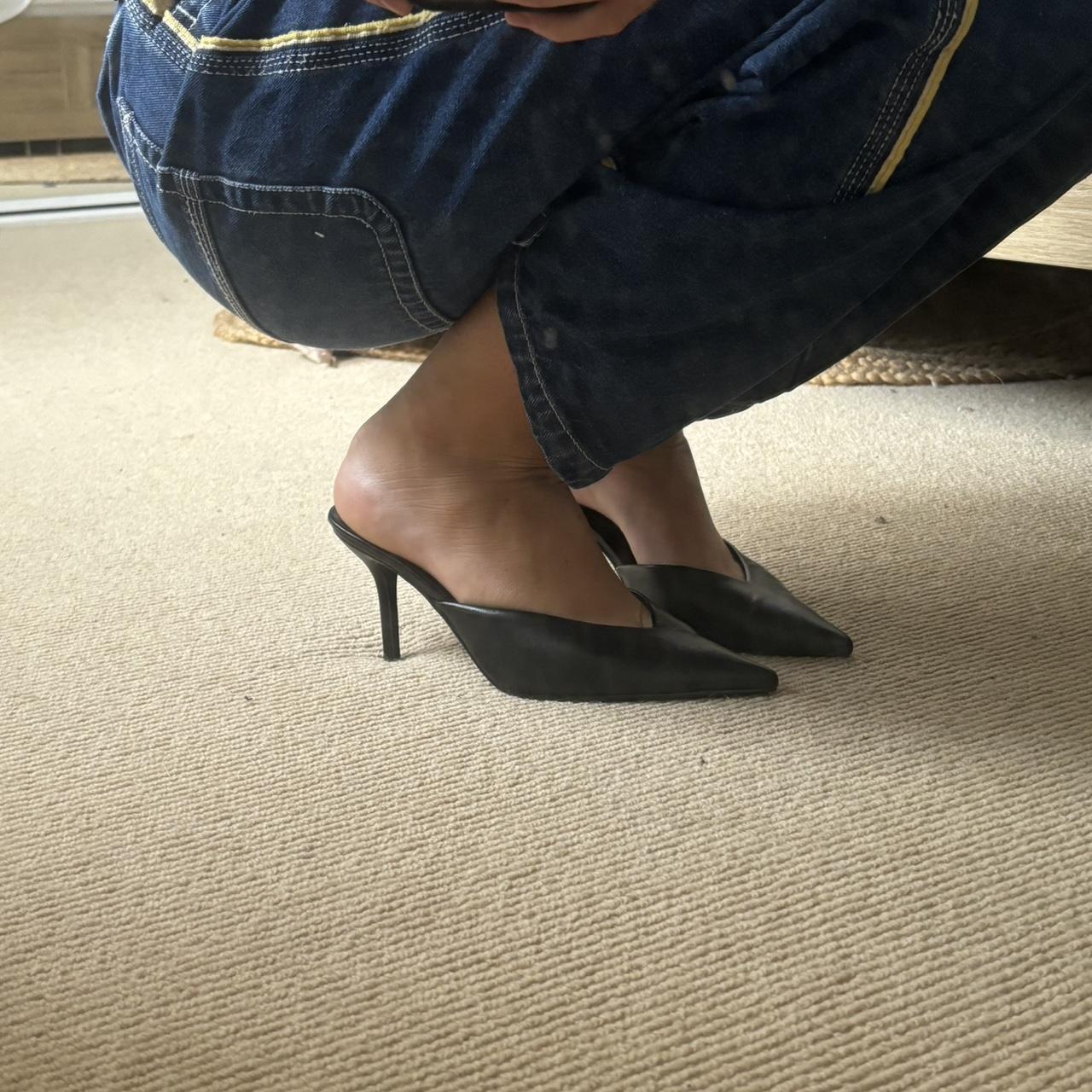 black billini karey mule heel size 8 worn... - Depop