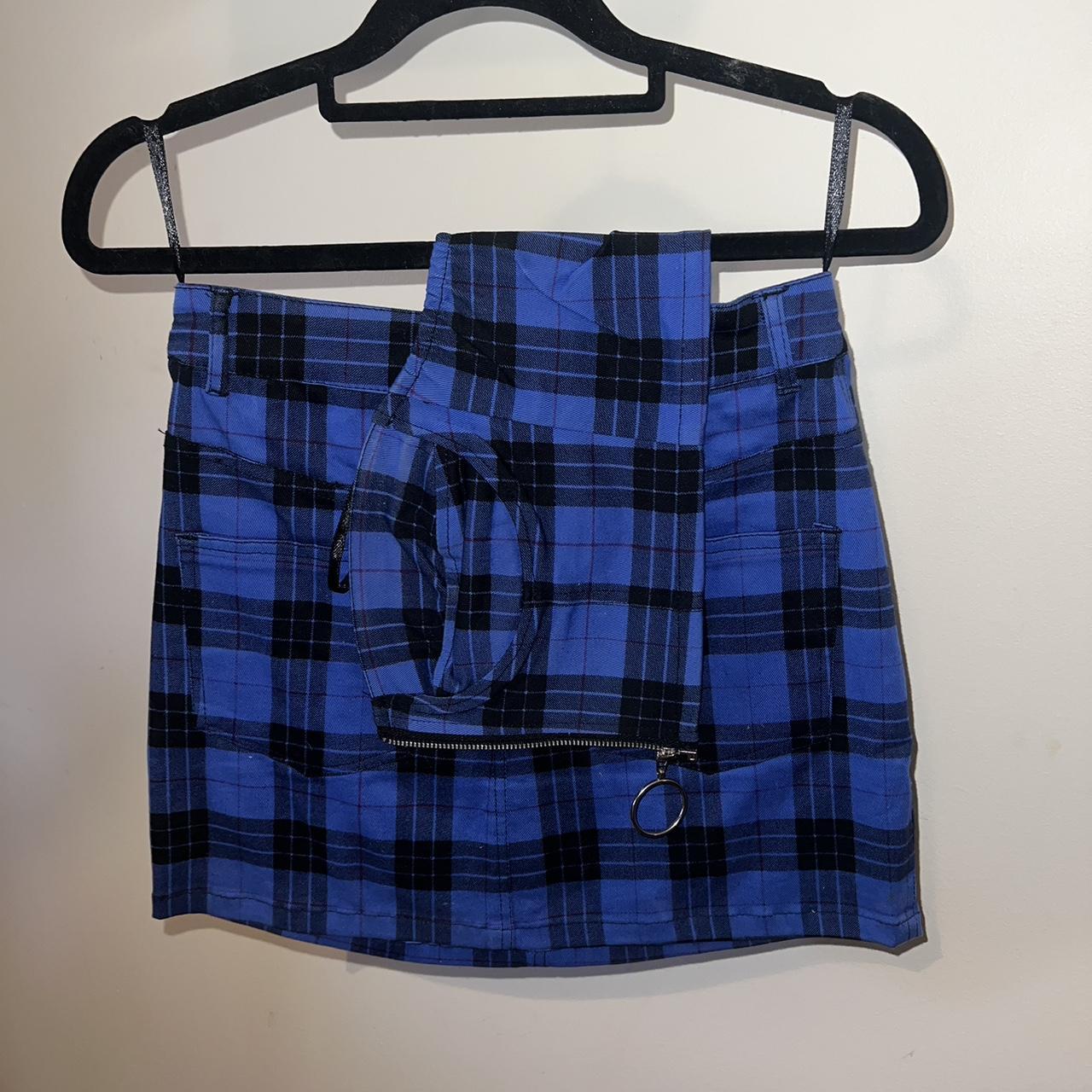 Motel rocks blue plaid crop top skirt set - Depop