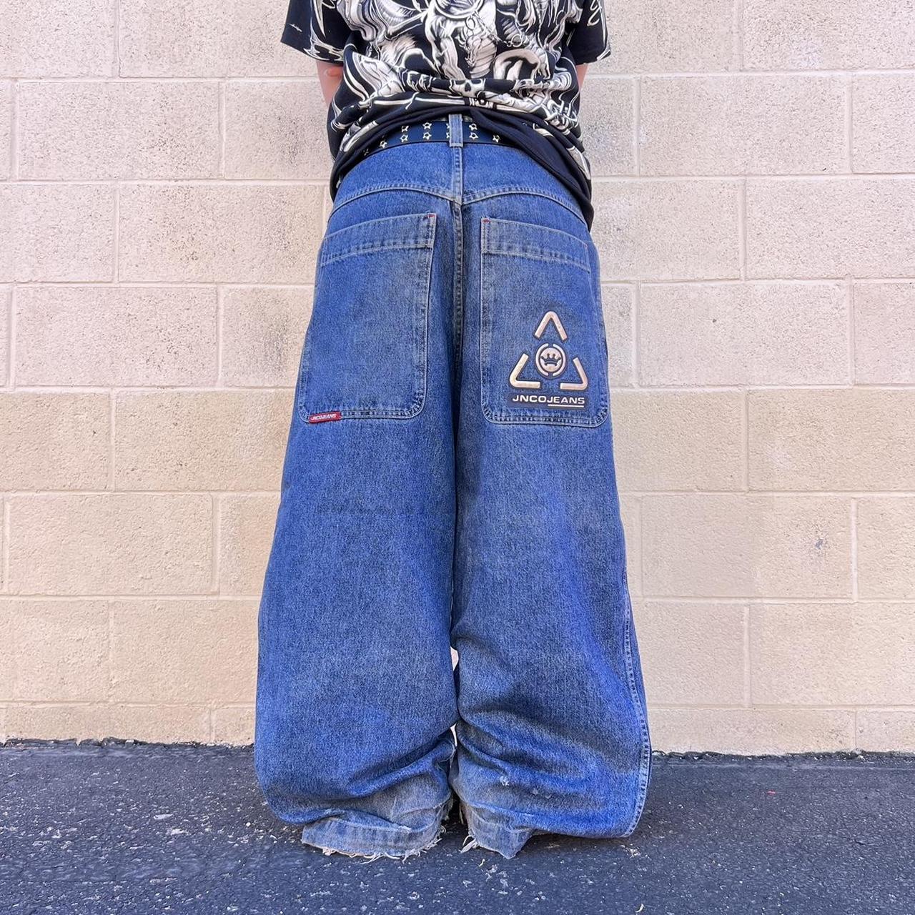 Fire jnco jeans. Vintage 90s reflective jncos made... - Depop