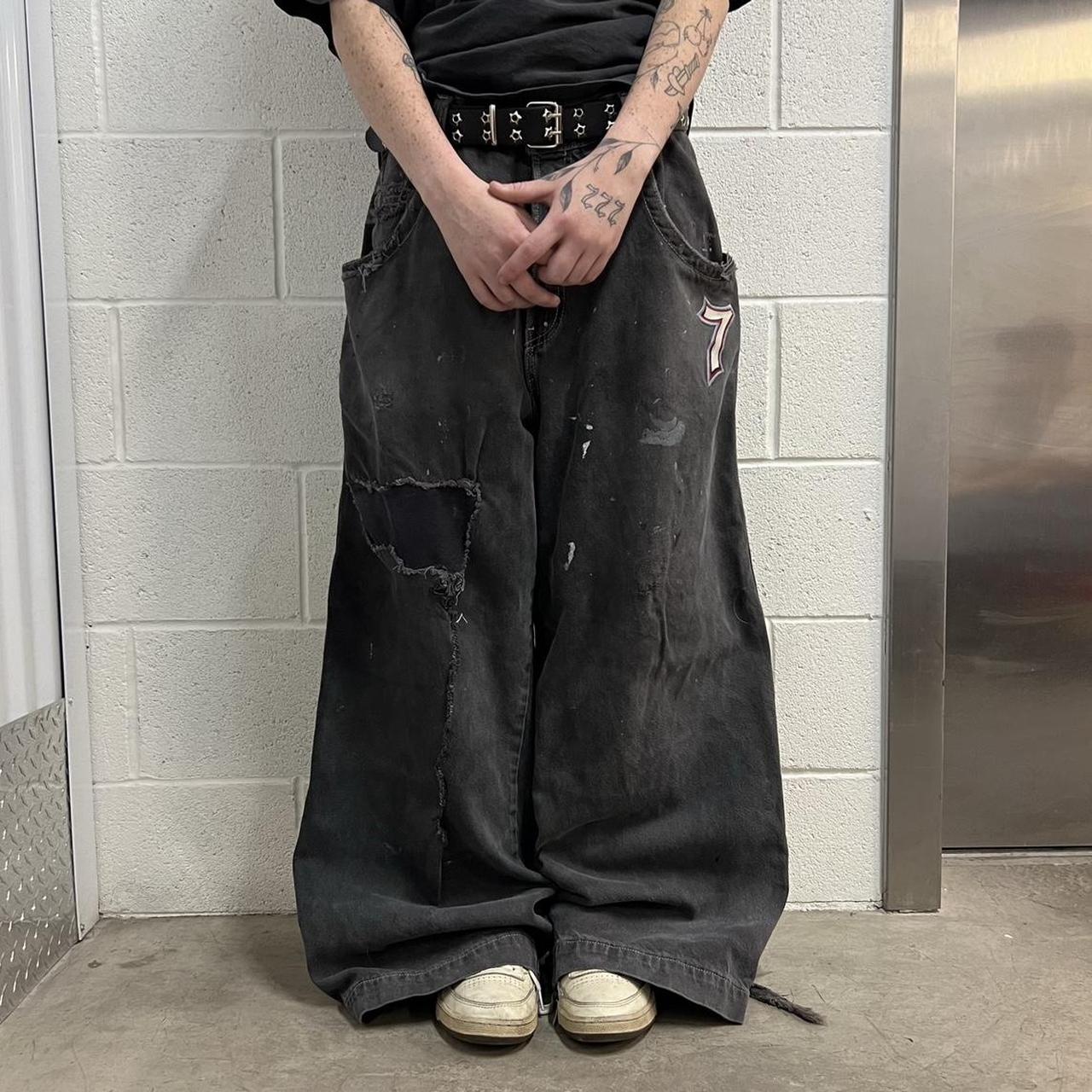 GRAIL jnco jeans black 7 dice! 36x30 crazy wide leg... - Depop