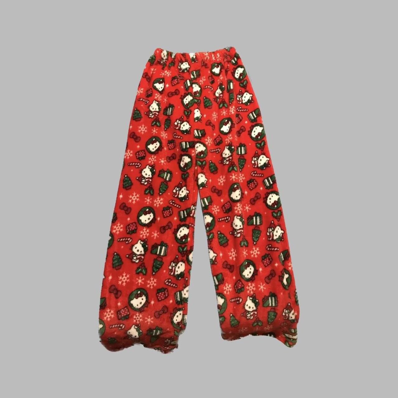 red xmas themed hello kitty fluffy pants, really... - Depop