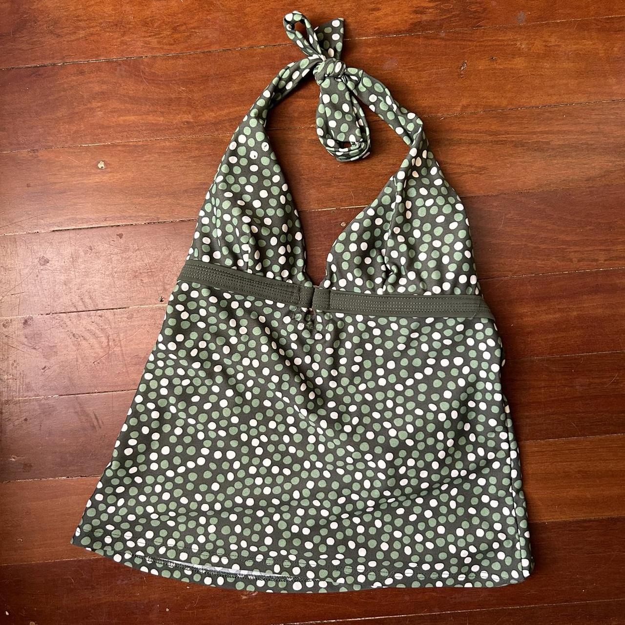 Green tankini/low back halter neck top Size medium... - Depop