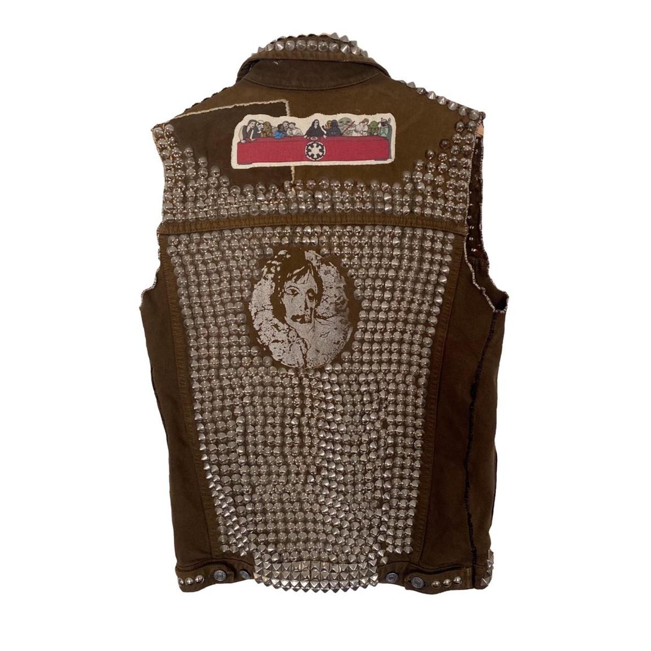 ☠️ Brown Punk Graphic Vest men Star war patch... - Depop