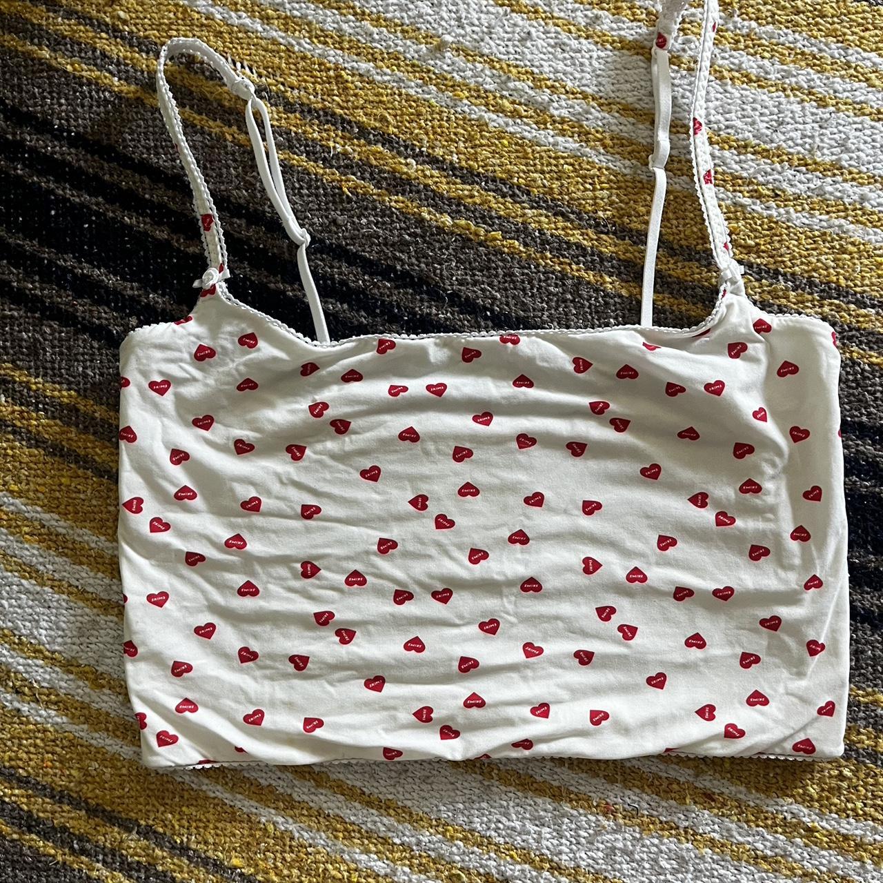 Skims Picot Trim Cropped Cami in Ruby Heart Print.... - Depop