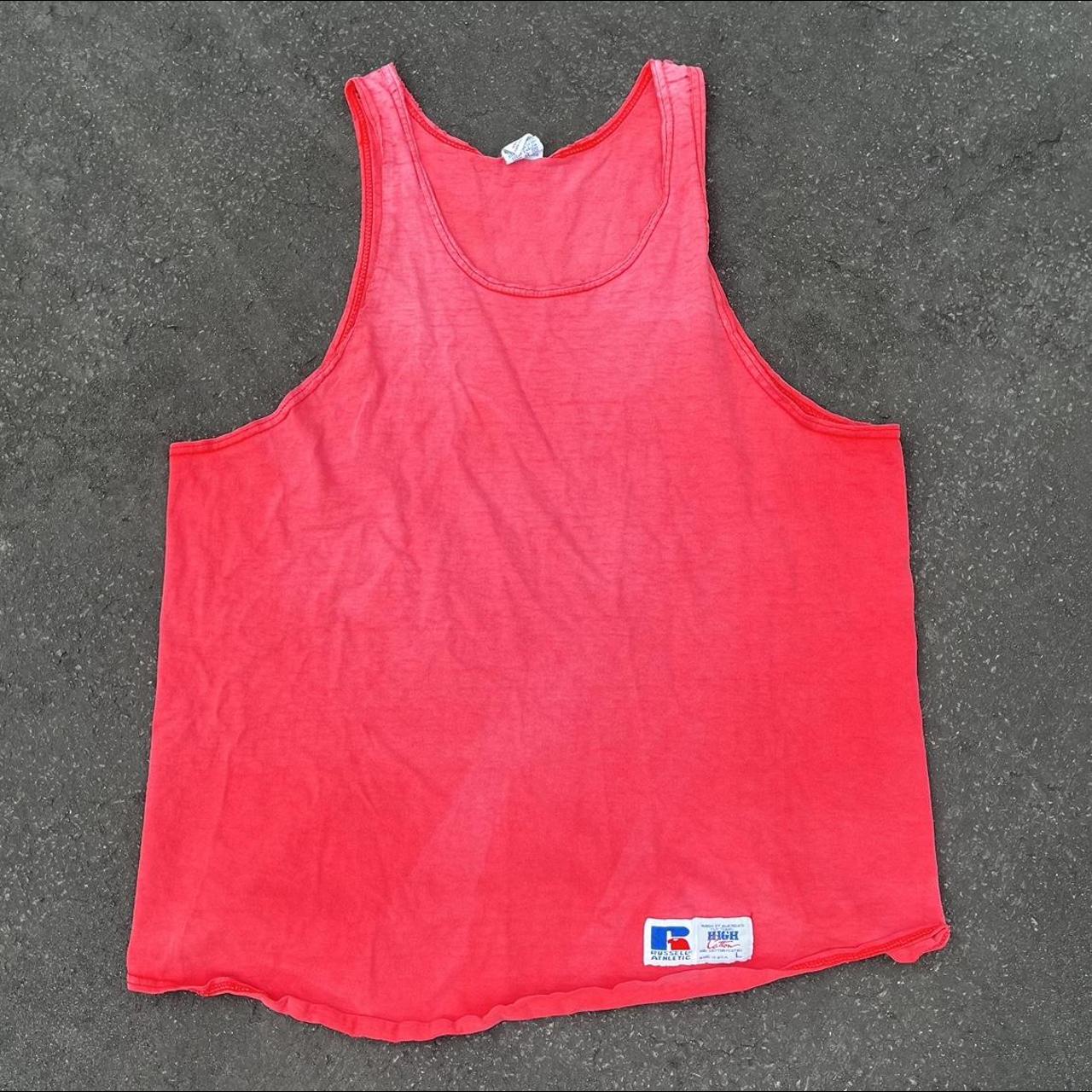 vintage russell tank top -sun faded russell... - Depop