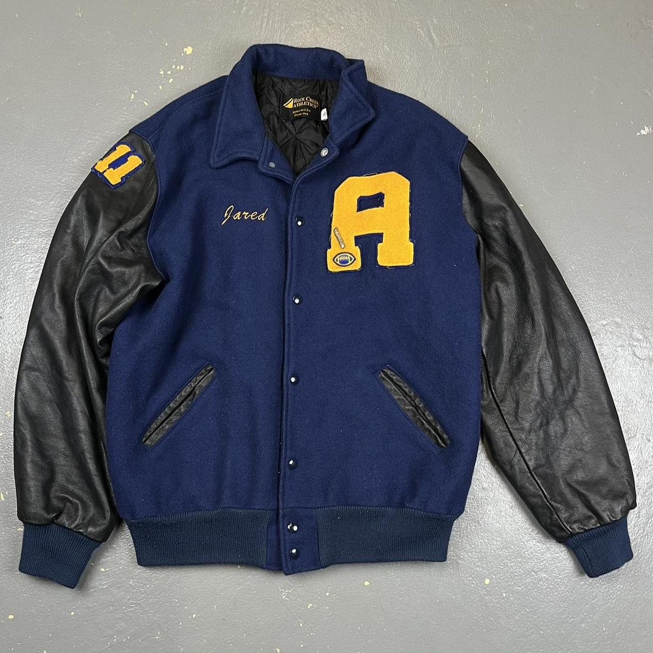 vintage varsity football jacket -size xl -made in... - Depop