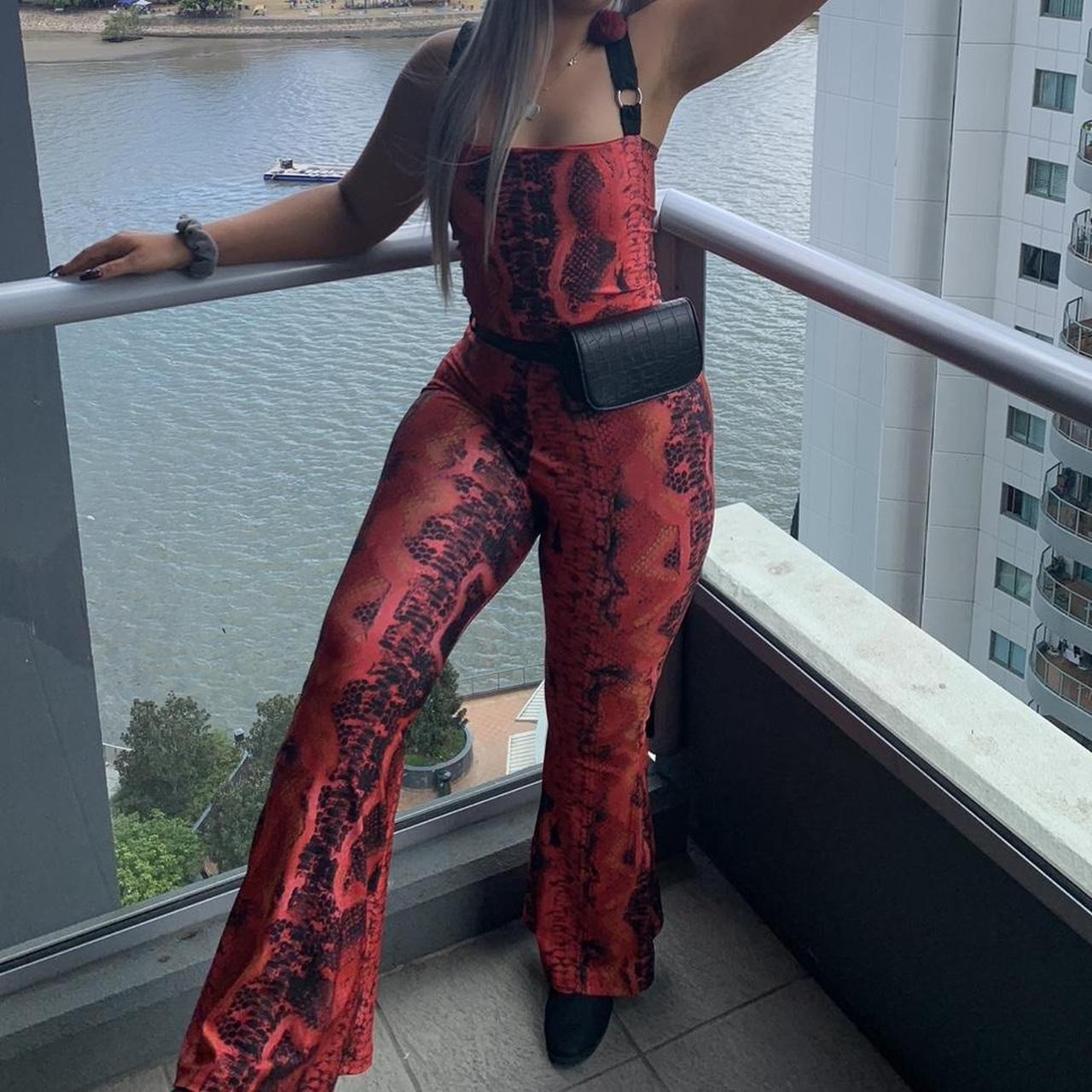 THE VOLT custom festival outfit red snakeskin, worn... - Depop