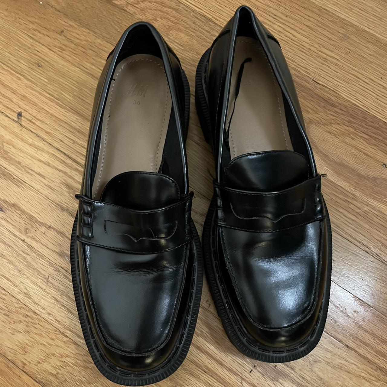 black zara platform loafers, in good condition... - Depop