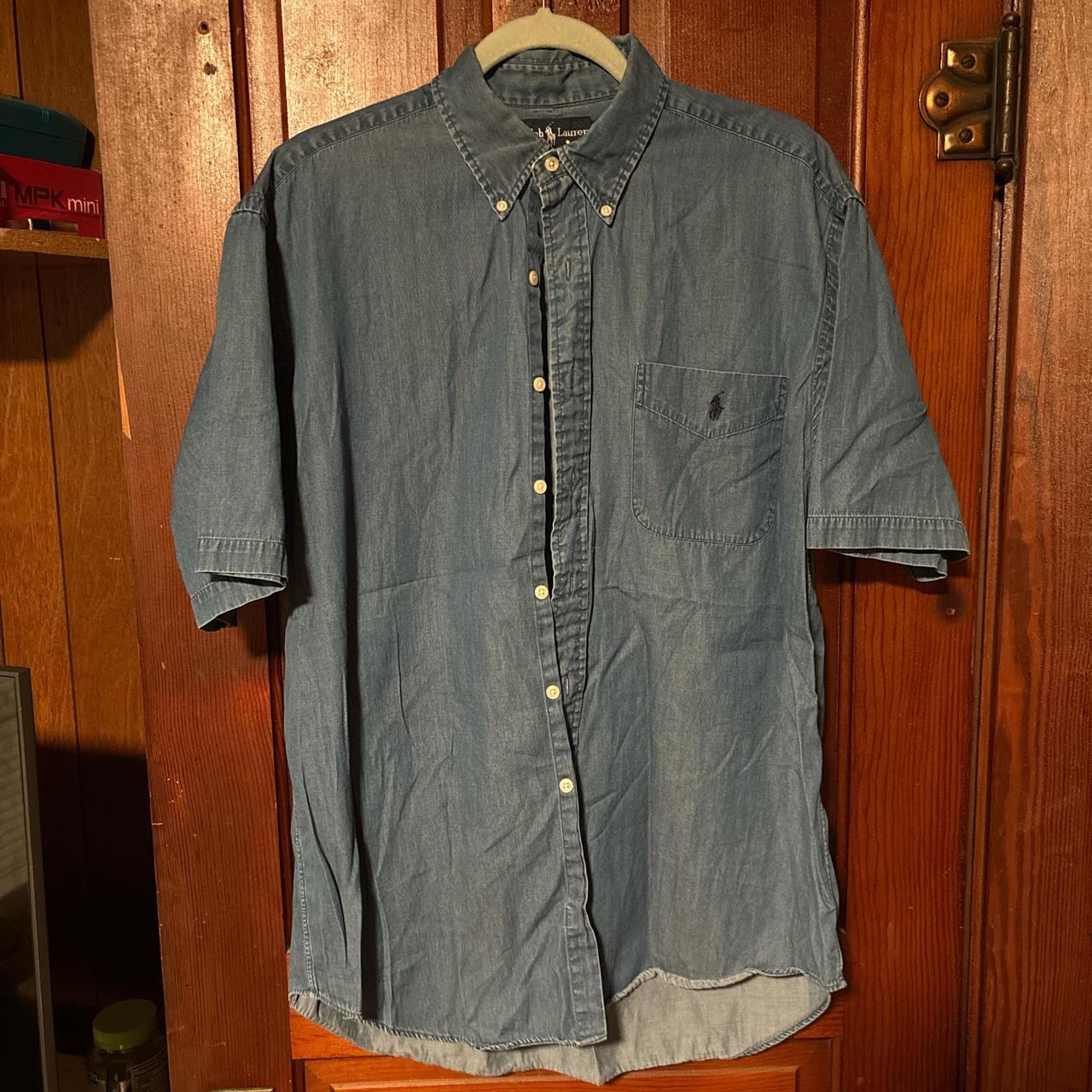 Vintage Ralph Lauren Button Up Polo Blake 100%... - Depop