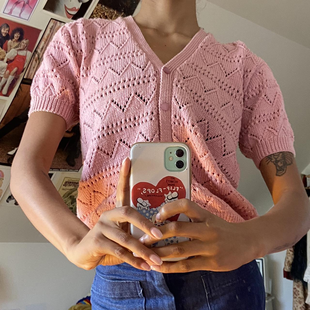 Sweet vintage pink cardi top 🌷 super comfy and cute... - Depop