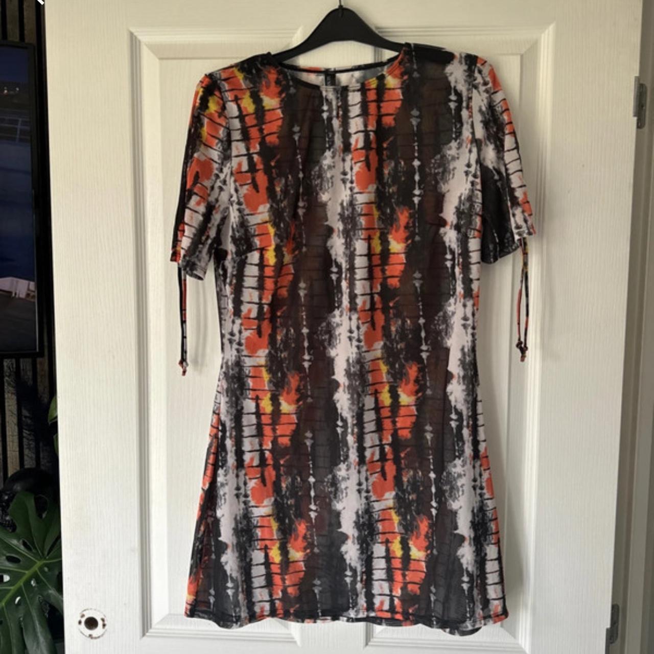 Luxe palm mesh dress festival Ibiza rave orange... - Depop