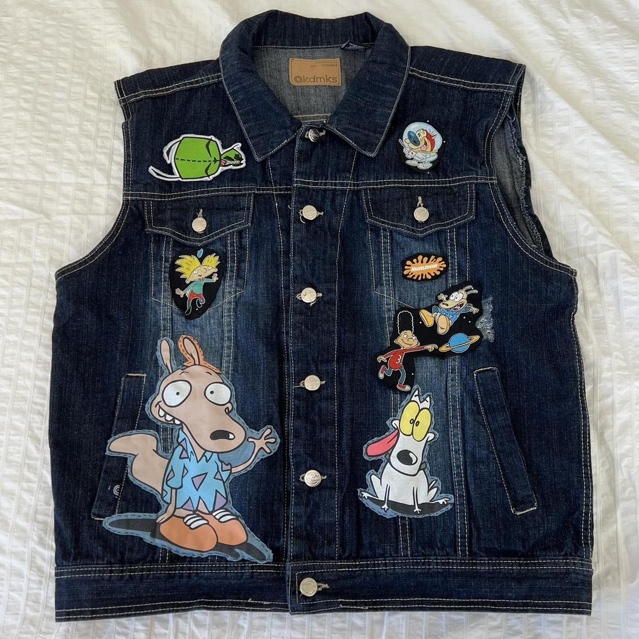 VTG Y2K Akademiks Custom Nickelodeon Denim Vest,... - Depop