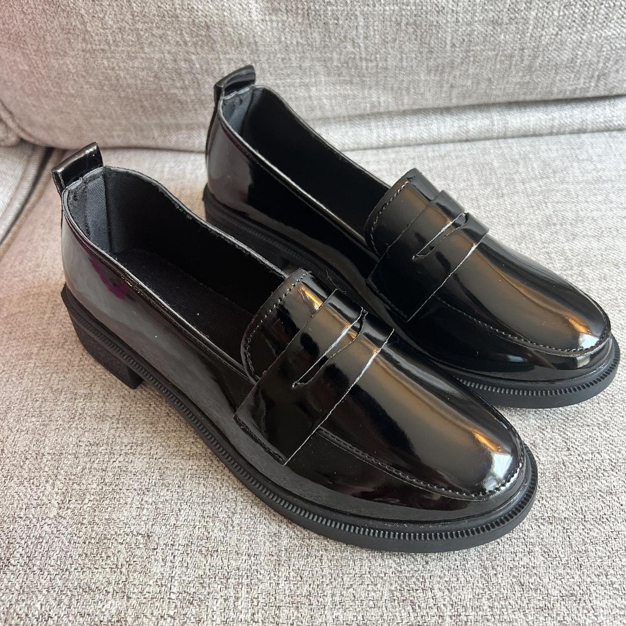 Women’s Japanese-style black school loafer shoes.... - Depop