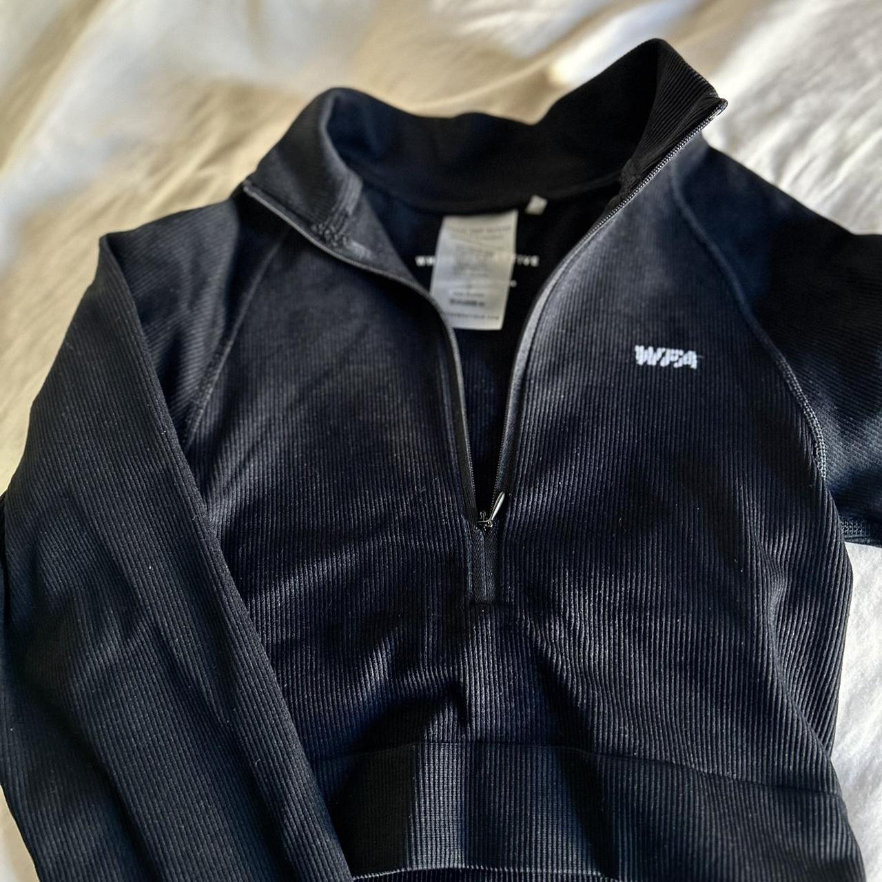 White fox activewear quarter zip ribbed crop top... - Depop