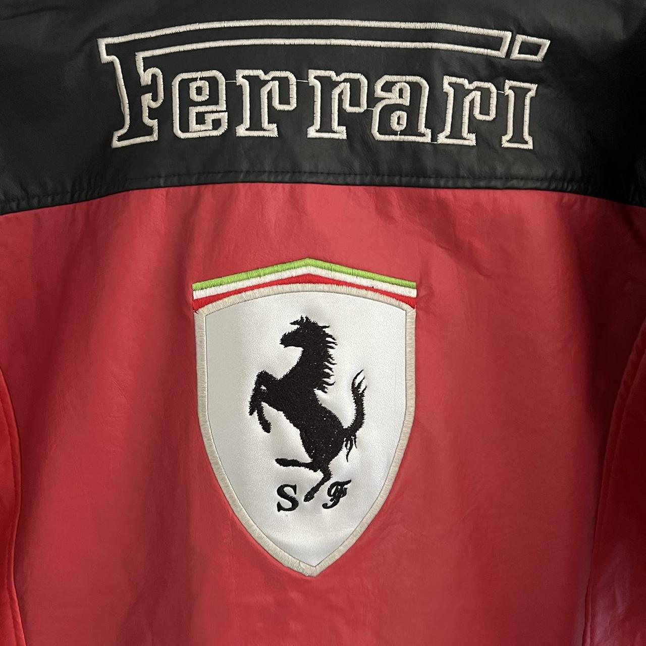 Vintage 90’s Ferrari Moto Leather Jacket - Red Size... - Depop