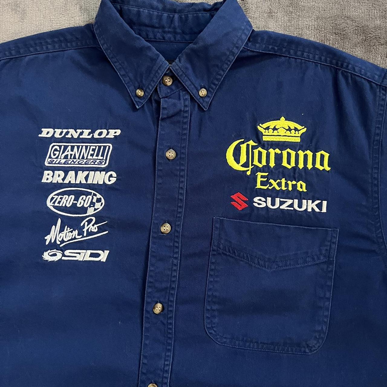Vintage Team Suzuki Racing Corona Button Up Shirt -... - Depop