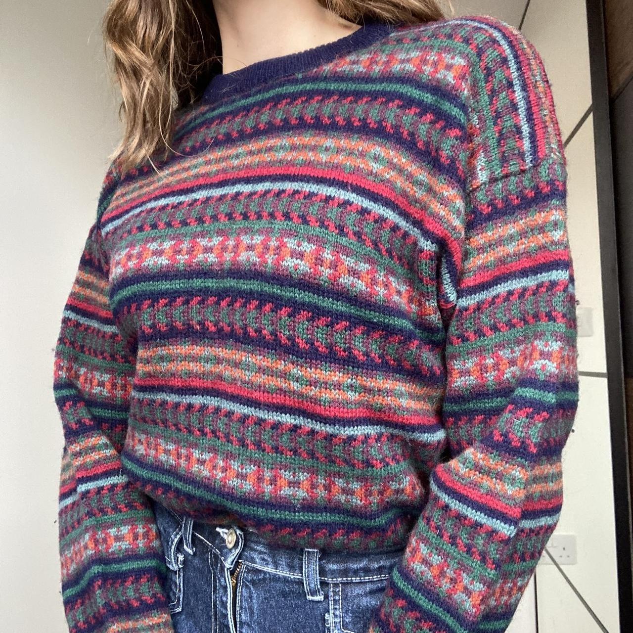 90’s VINTAGE TULCHAN PATTERNED WOOL JUMPER Really... - Depop