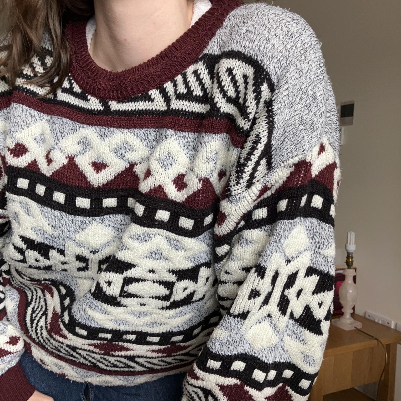 90's Y2K VINTAGE AZTEC KNIT JUMPER This preloved... - Depop