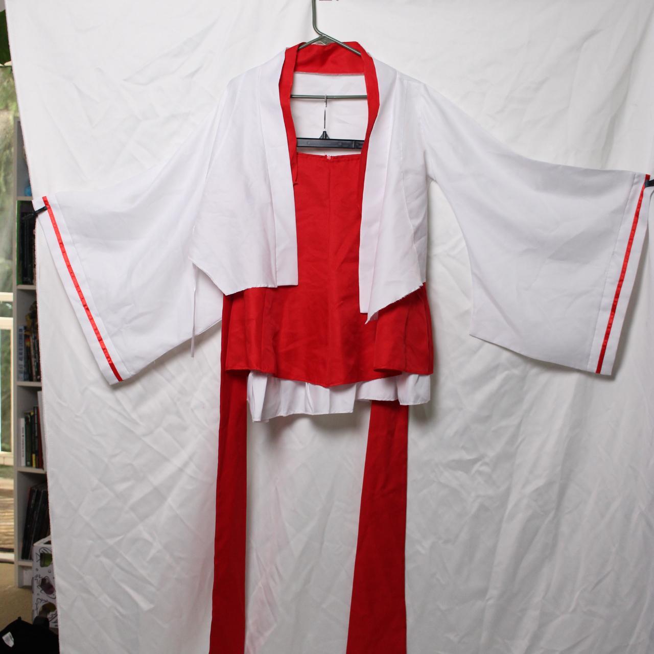 Red and white Japanese Miko (Priestess) cosplay.... | Depop
