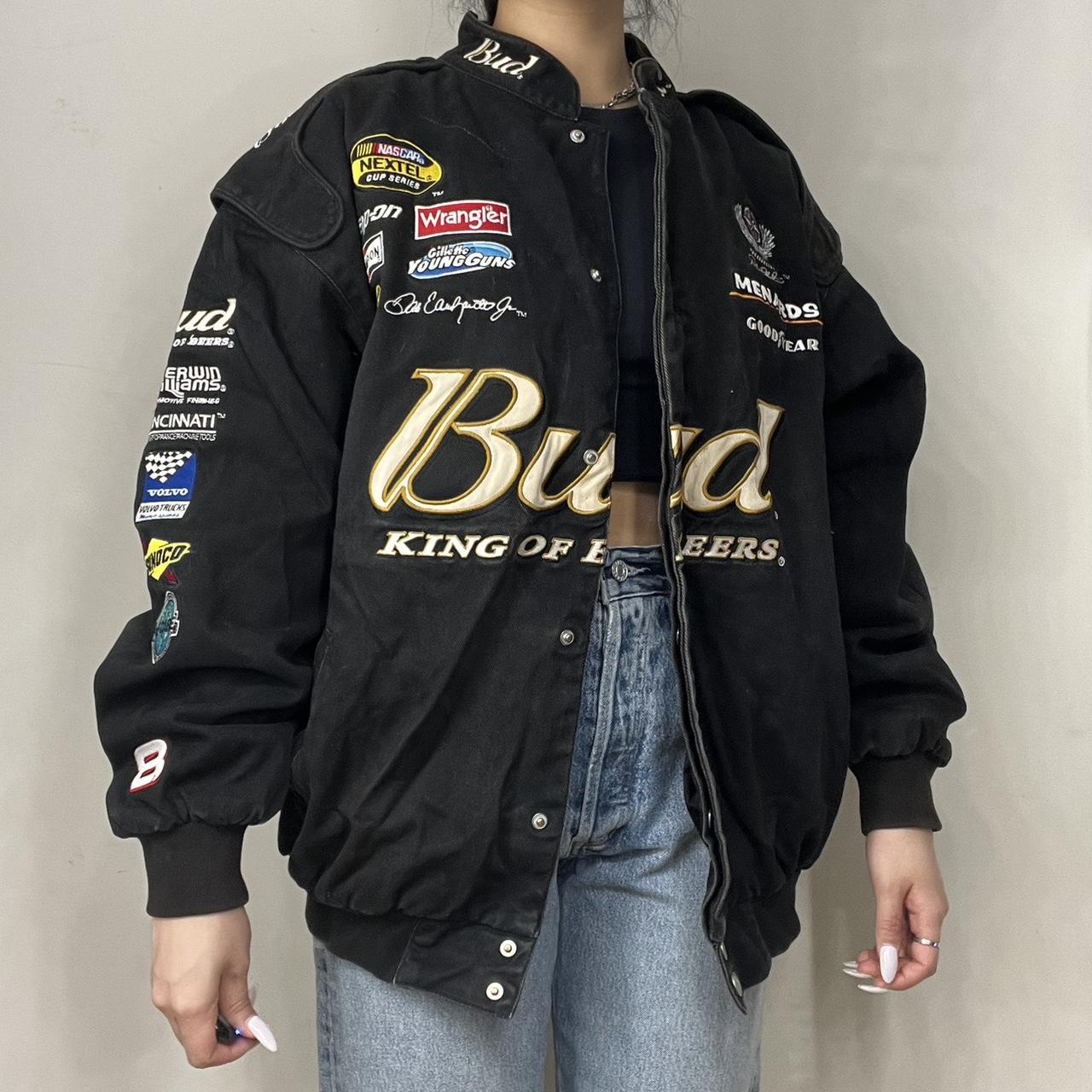 Vintage Oversized authentic budweiser nascar jacket... - Depop