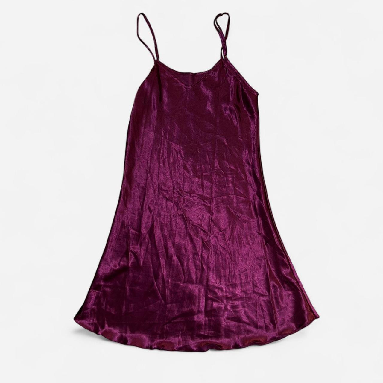 Burgundy / deep purple mini slip dress dress with... | Depop