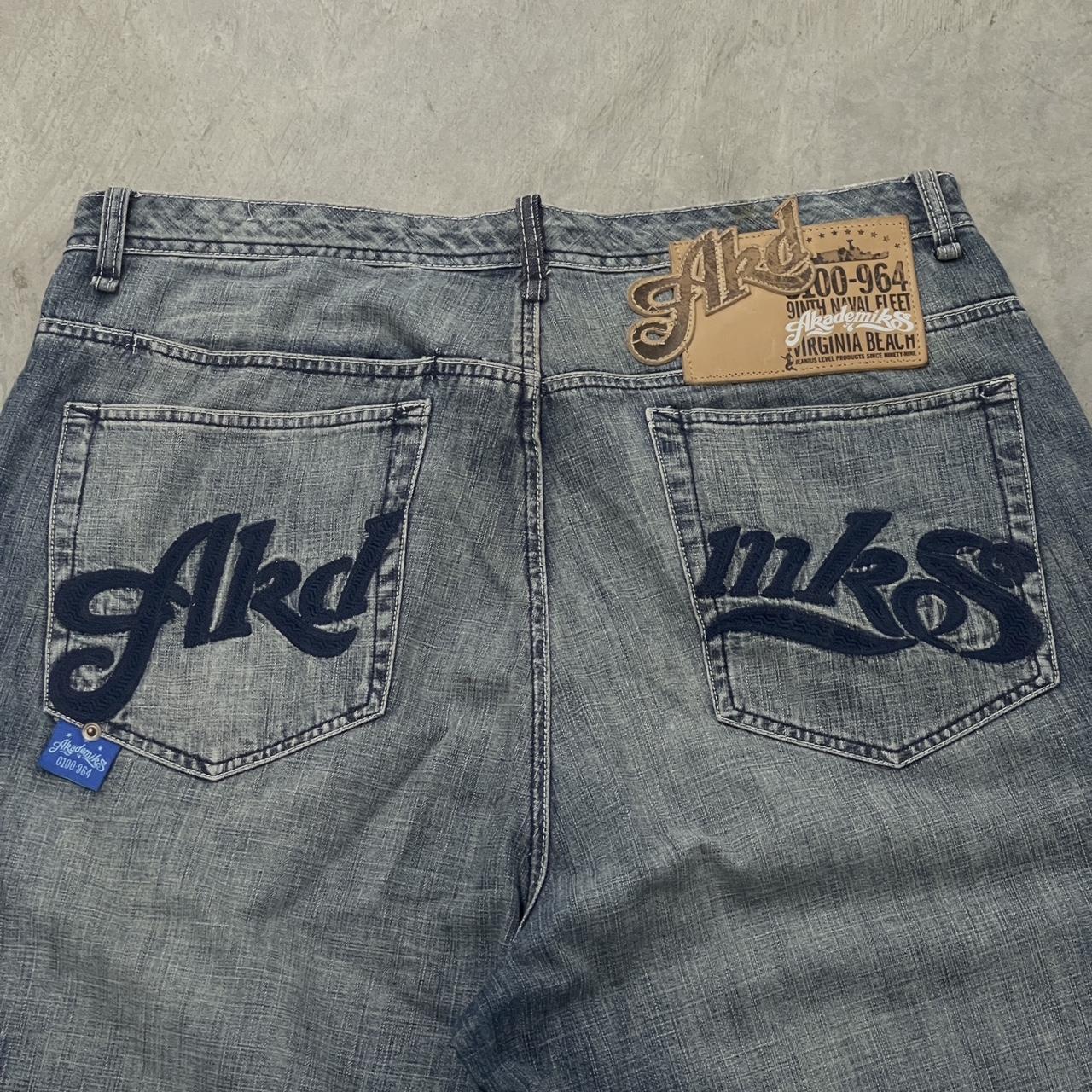 Y2K Akademiks Baggy Embroidered Jean Shorts... - Depop