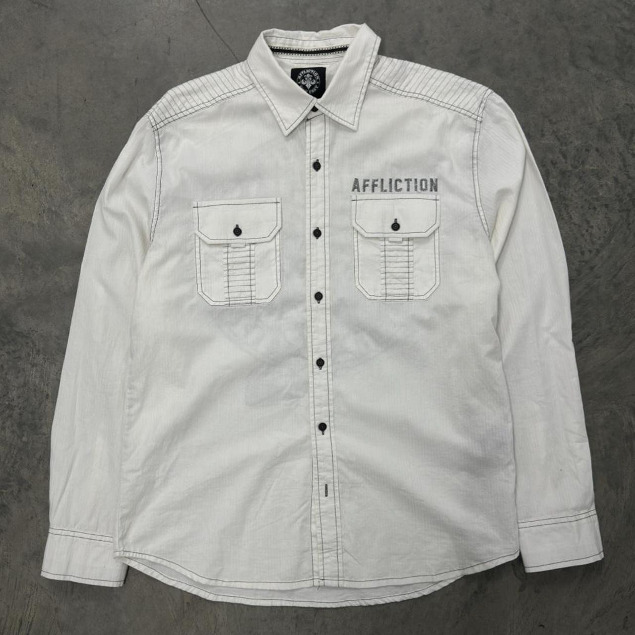 Affliction Longsleeve White no flaws! Measurements... - Depop