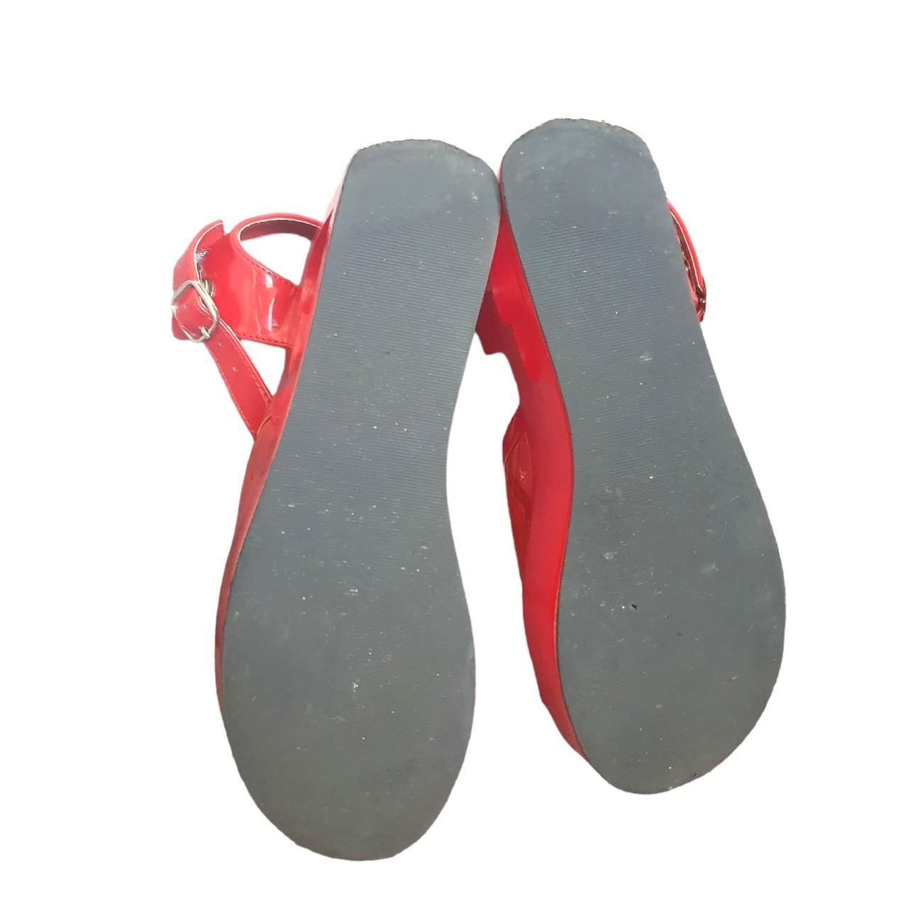 Red Chunky Platform Heart Sandals • Bright red... - Depop