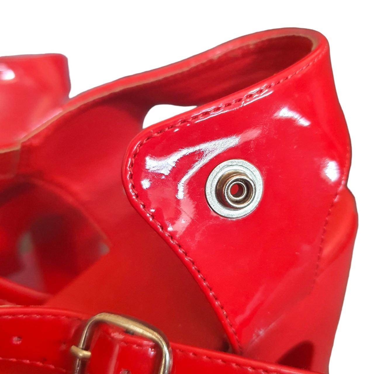 Red Chunky Platform Heart Sandals • Bright red... - Depop