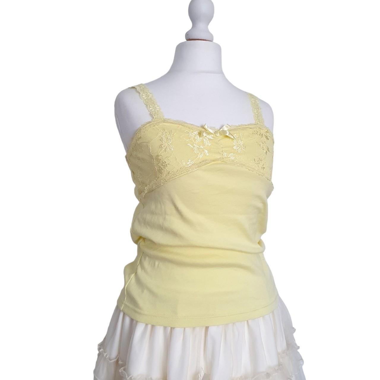 Y2K Yellow Cami Top • Lemon yellow cami top. • Lace... - Depop